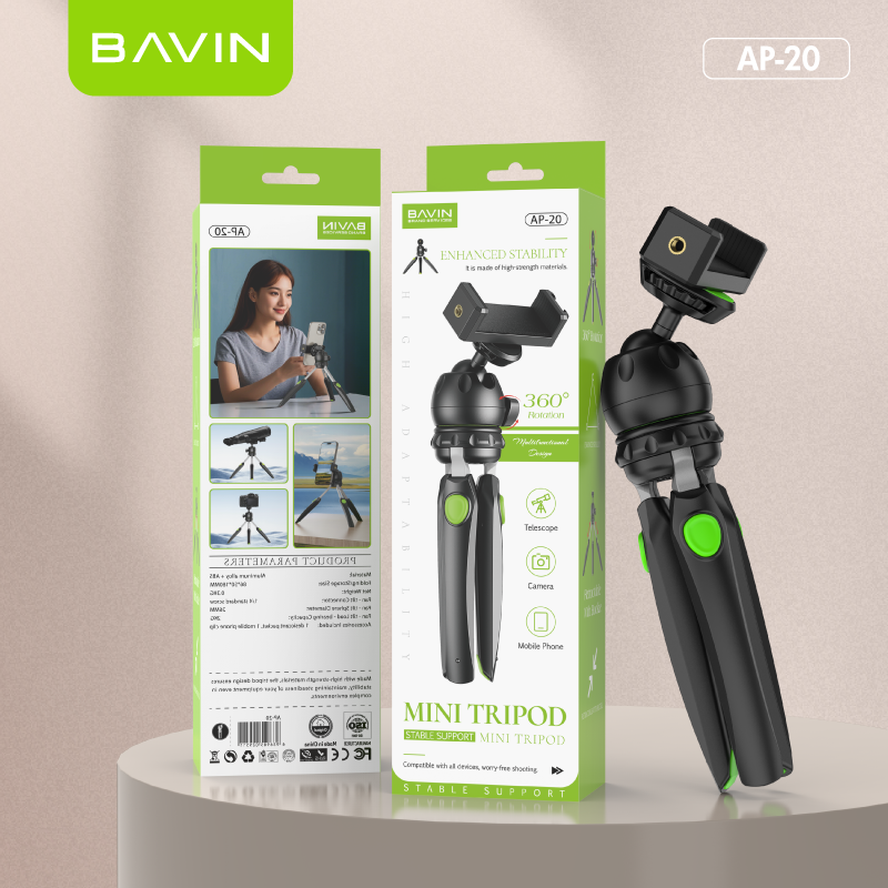 BAVIN P20 Mini Tripod Stand w/ Retractable Compact & Lightweight for ...