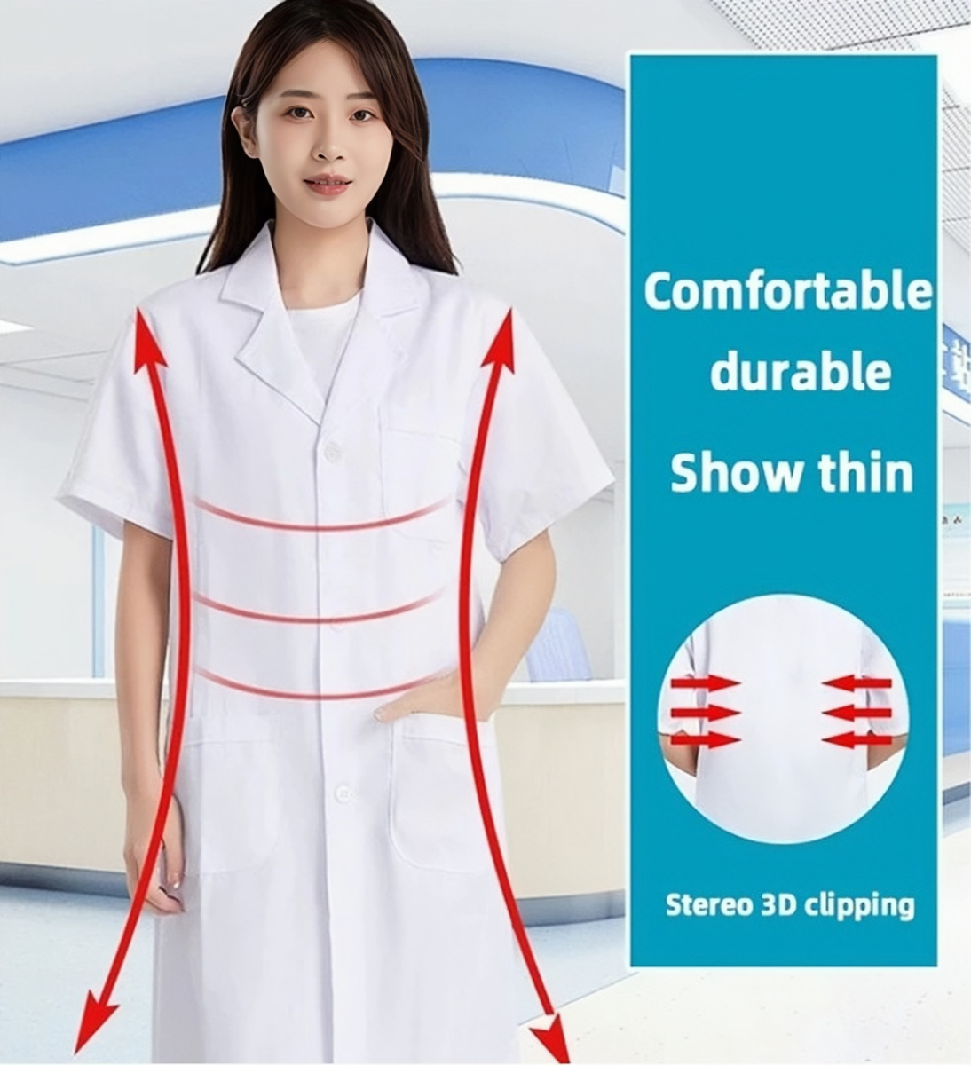 Lab Gown Unisex Lab Coat Long Sleeve White Laboratory Clothing Medical ...