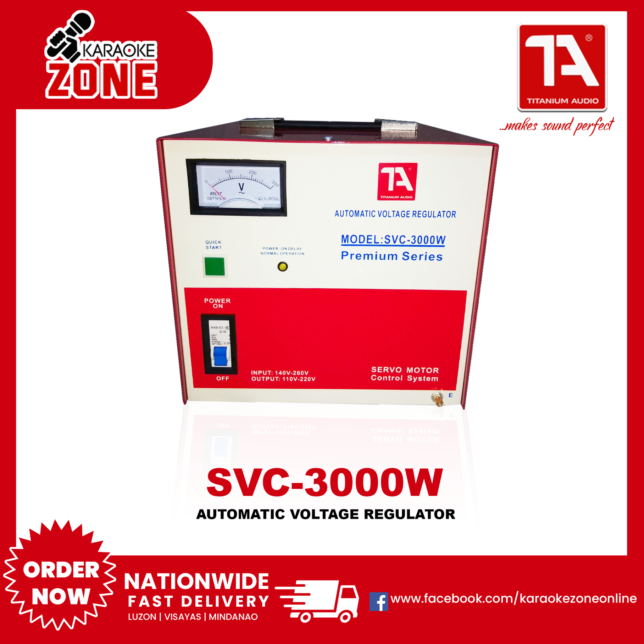 Titanium Audio Svc 3000W Avr / 3000VA AVR / Servo Motor type / Automatic Voltage Regulator / Avr ...