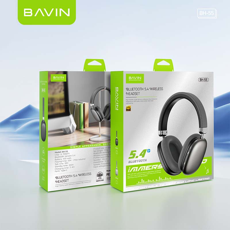 BAVIN BH55 Wireless 5.4 Bluetooth Earphone Headphone w/ High-Fidelity Audio Sound for SD Card ...