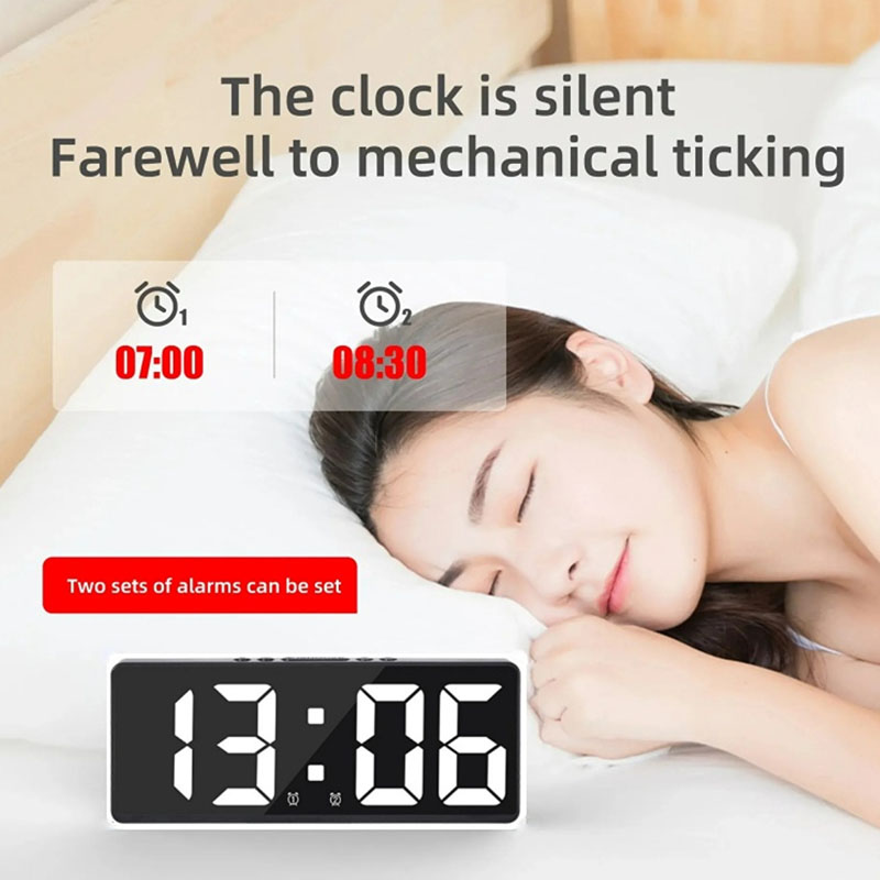 Digital Alarm Desk Clock LED Clock with Temperature Electronic Table ...