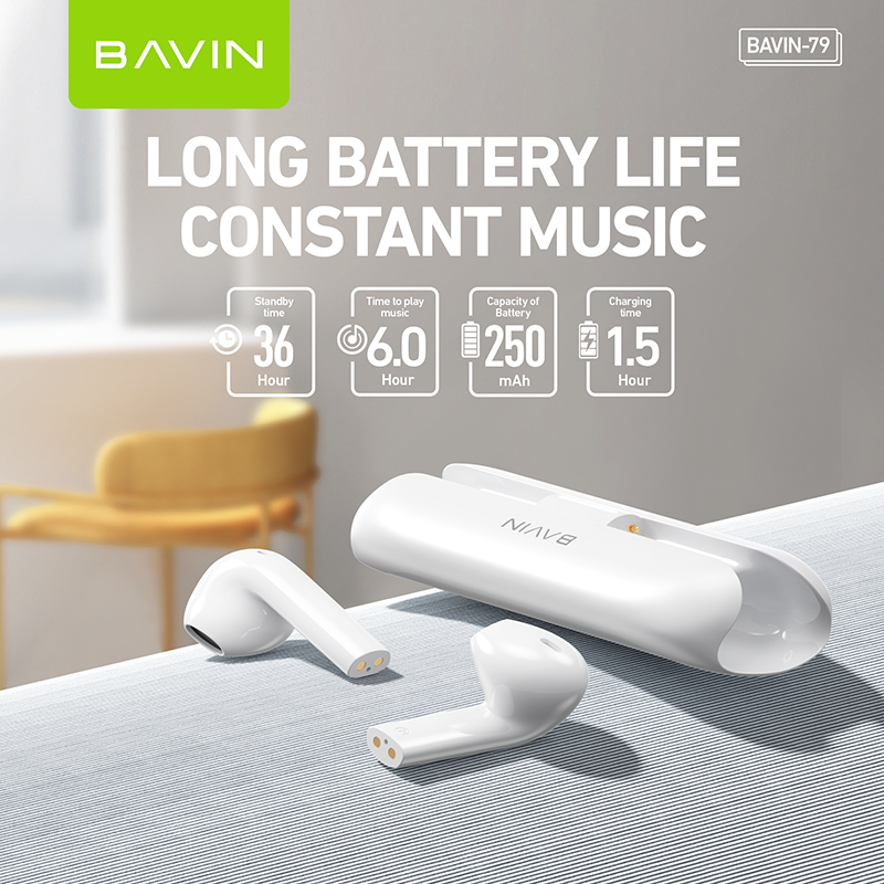 BAVIN BA79 TWS Bluetooth Earphones High Stereo Sound Wireless Earbuds w ...