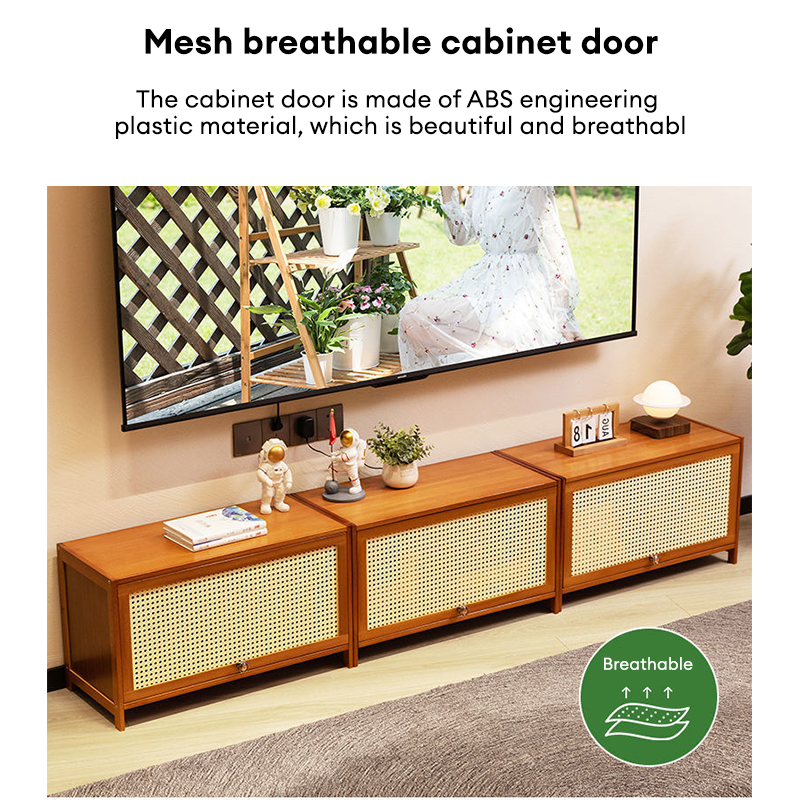 【On Hand】Bamboo TV Cabinet Modern Minimalist TV Rack Cabinet Storage ...