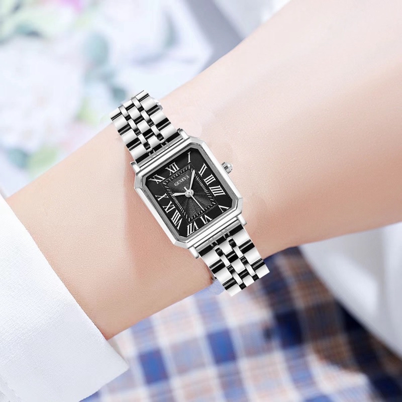 Relo Geneva Women's Watch Korean retro style small square Stainless ...