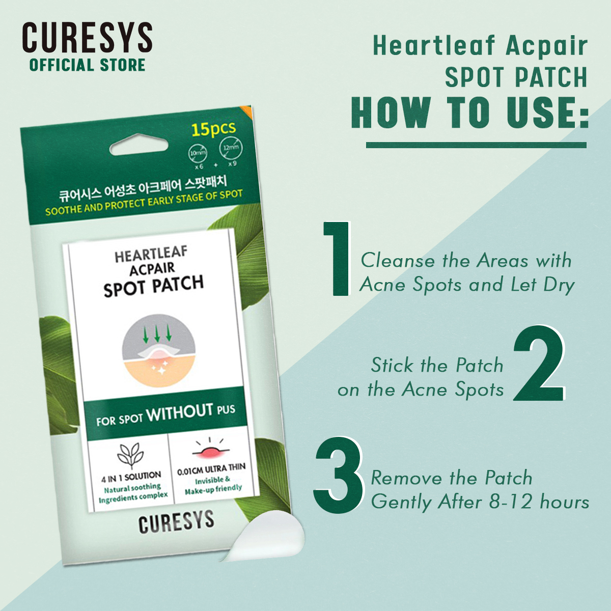 Curesys Heartleaf Acpair Pimple Patch (SPOT WITHOUT PUS) | Shopee ...