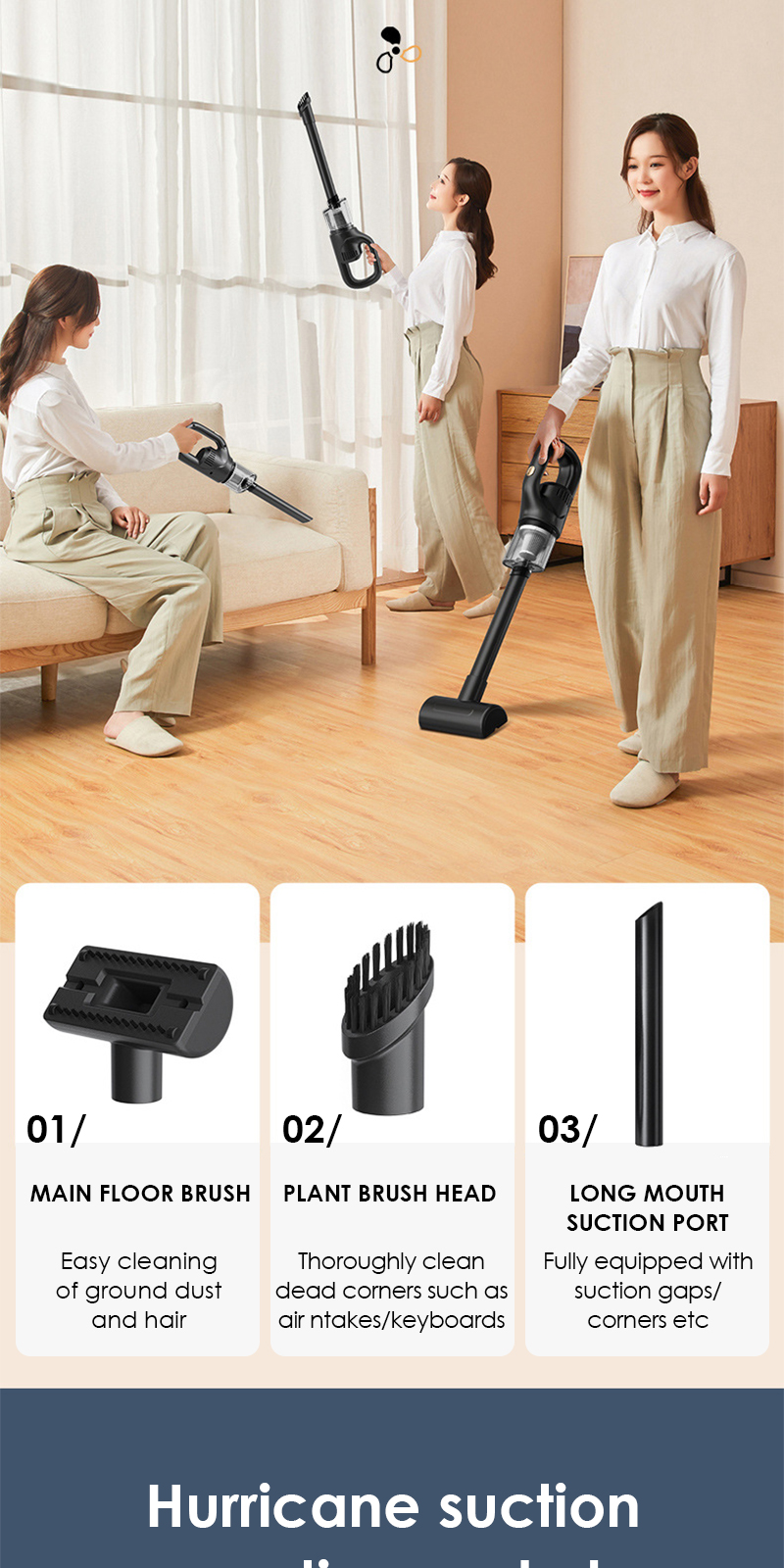 KANAZAWA 3 IN 1 Wireless Vacuum Cleaner Portable For Car Mini Handheld ...