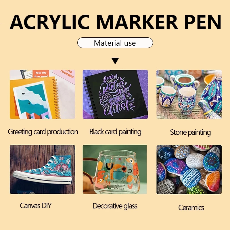 12/24/60 Colors DIY Acrylic Marker Pen Set Coloring Brush Pen Kids ...