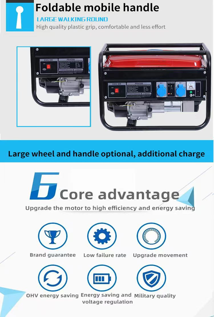DEKES Portable Gasoline Generator Electric Battery and Manual Recoil ...