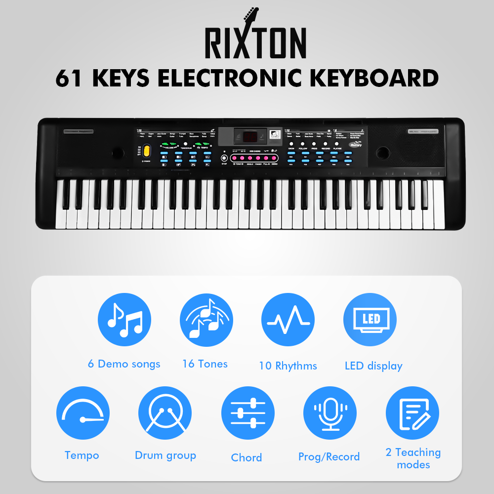 RIXTON 61 Key Keyboard Piano, Electric Piano Keyboard with 16 Voices ...