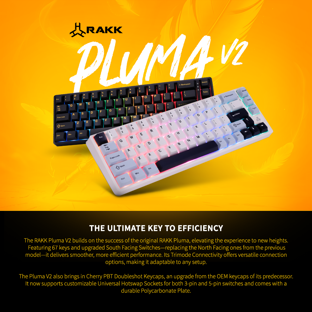 RAKK Pluma 68 and Pluma V2 57 keys Wireless Mechanical Keyboard | Tri ...