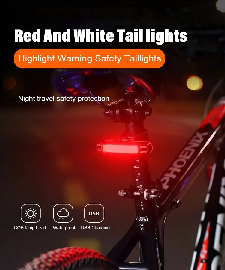 USB Rechargeable LED Bicycle Rear Taillight-100LM Waterproof Safety Warning Light Multiple Modes ...
