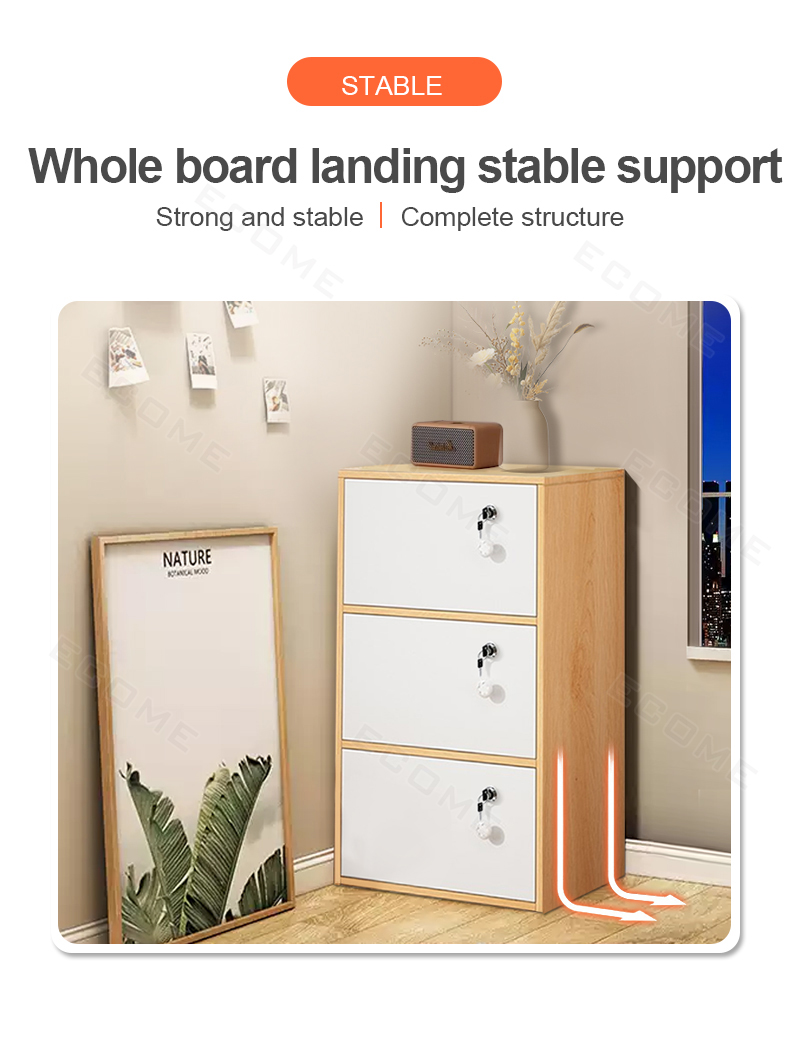 3 Layers Cabinet Storage Cabinet with 3 Locks for Home Furniture Wood ...
