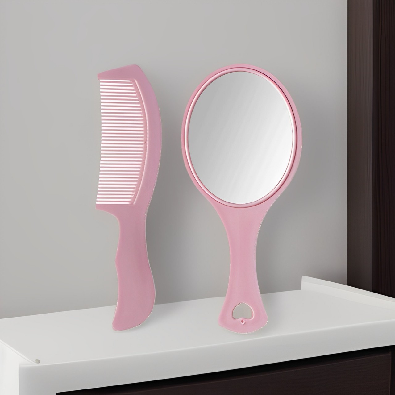 Hairdresser Comb Mirror Set Portable Comb Mirror Integrated Cute Girl ...