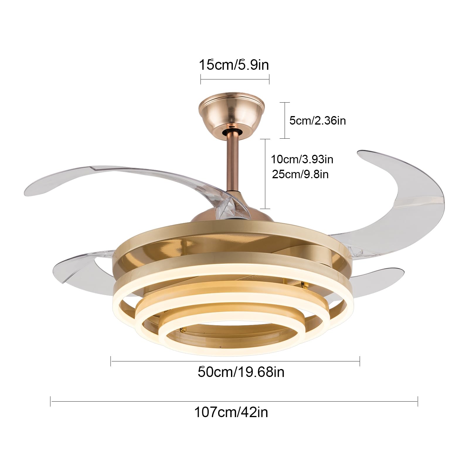 CHNT 42inch Ceiling Fan With Light Home Living Room Dining Room 3 Color ...