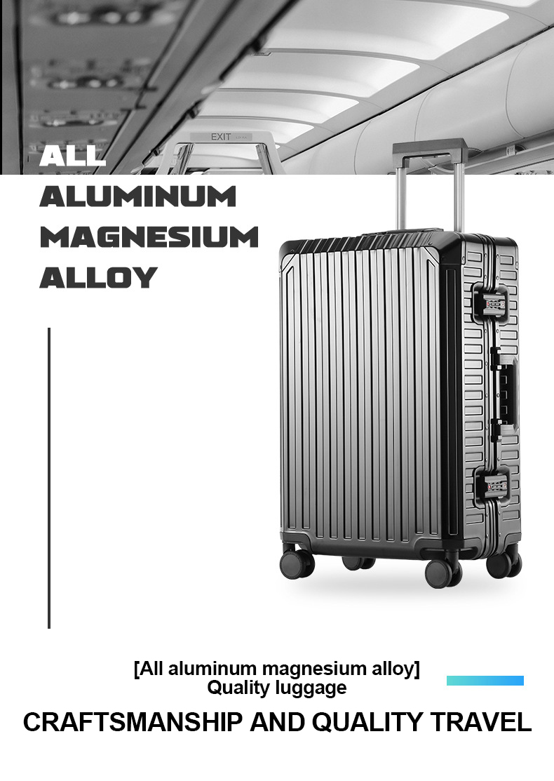 CHARLES All aluminum suitcase trolley case multi-wheel suitcase ...