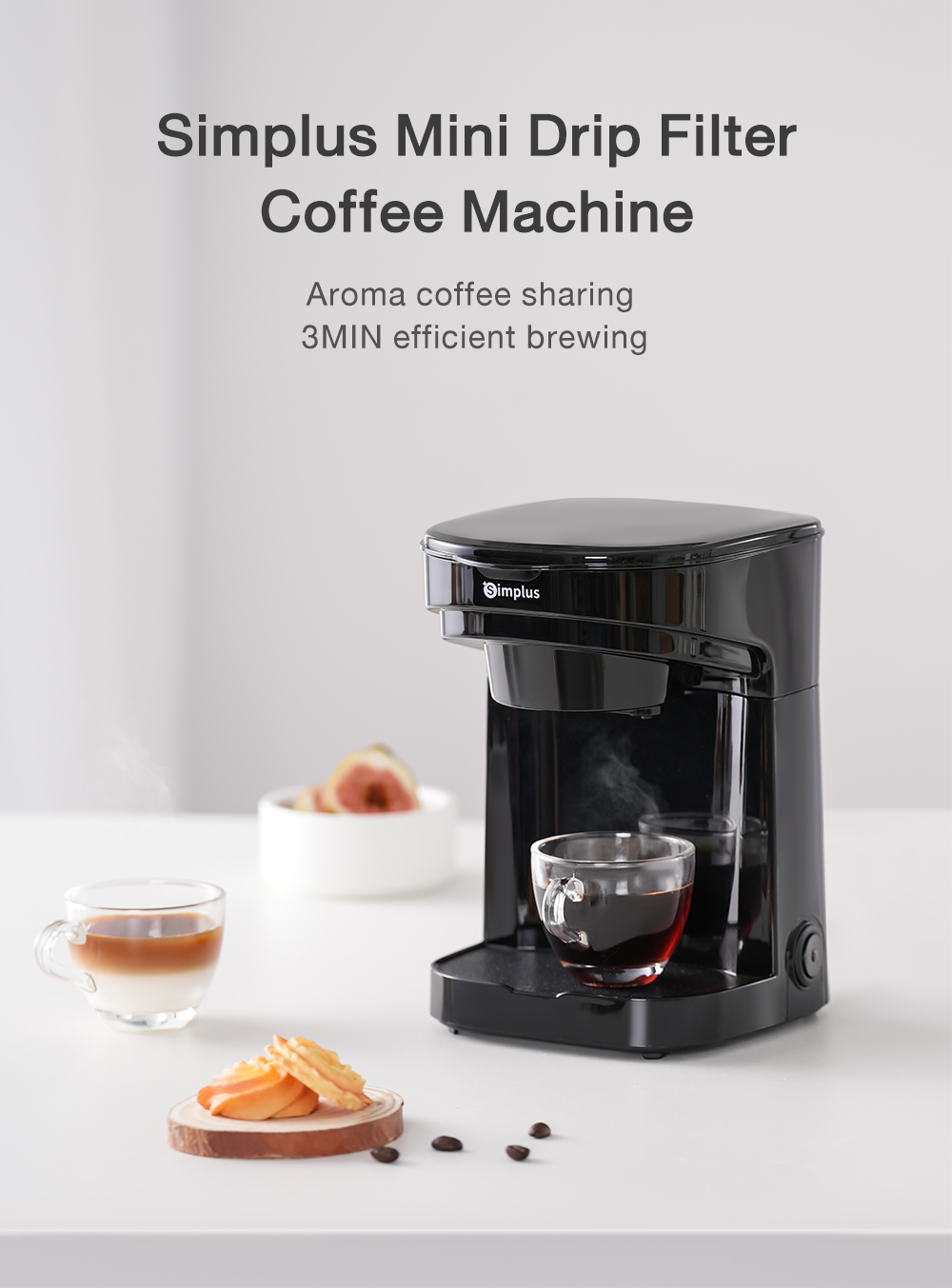 Simplus Coffee Maker Drip Filter Coffee Machine Dual Cups Dual-Use for ...