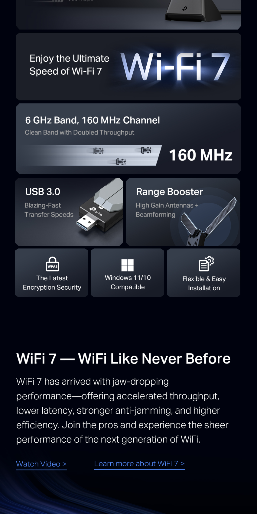 TP-Link Archer TBE400UH BE6500 Tri-Band Multi-Link Operation Wireless ...