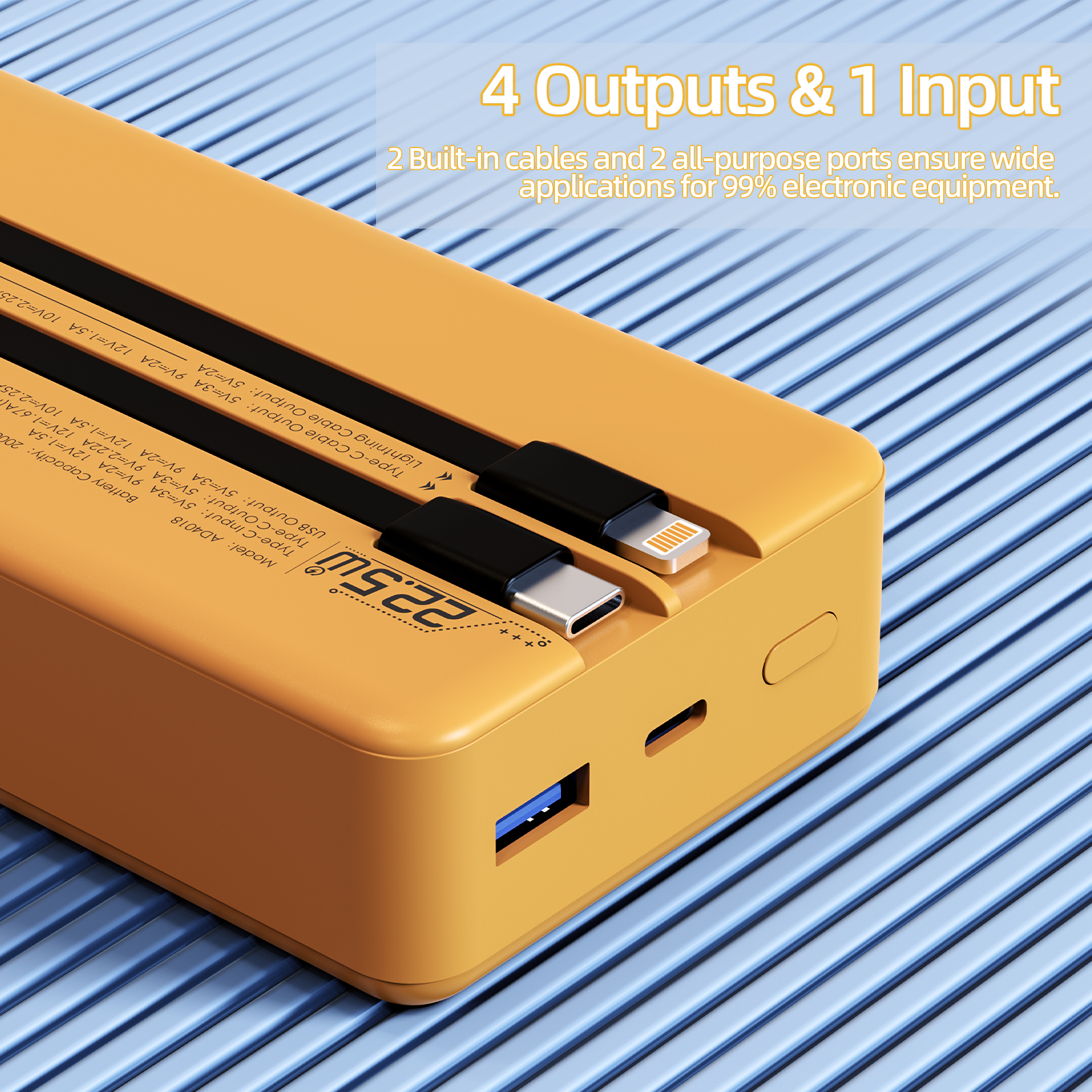 GOOJODOQ 20000mah Powerbank for iphone Android Phone Built in Cable ...