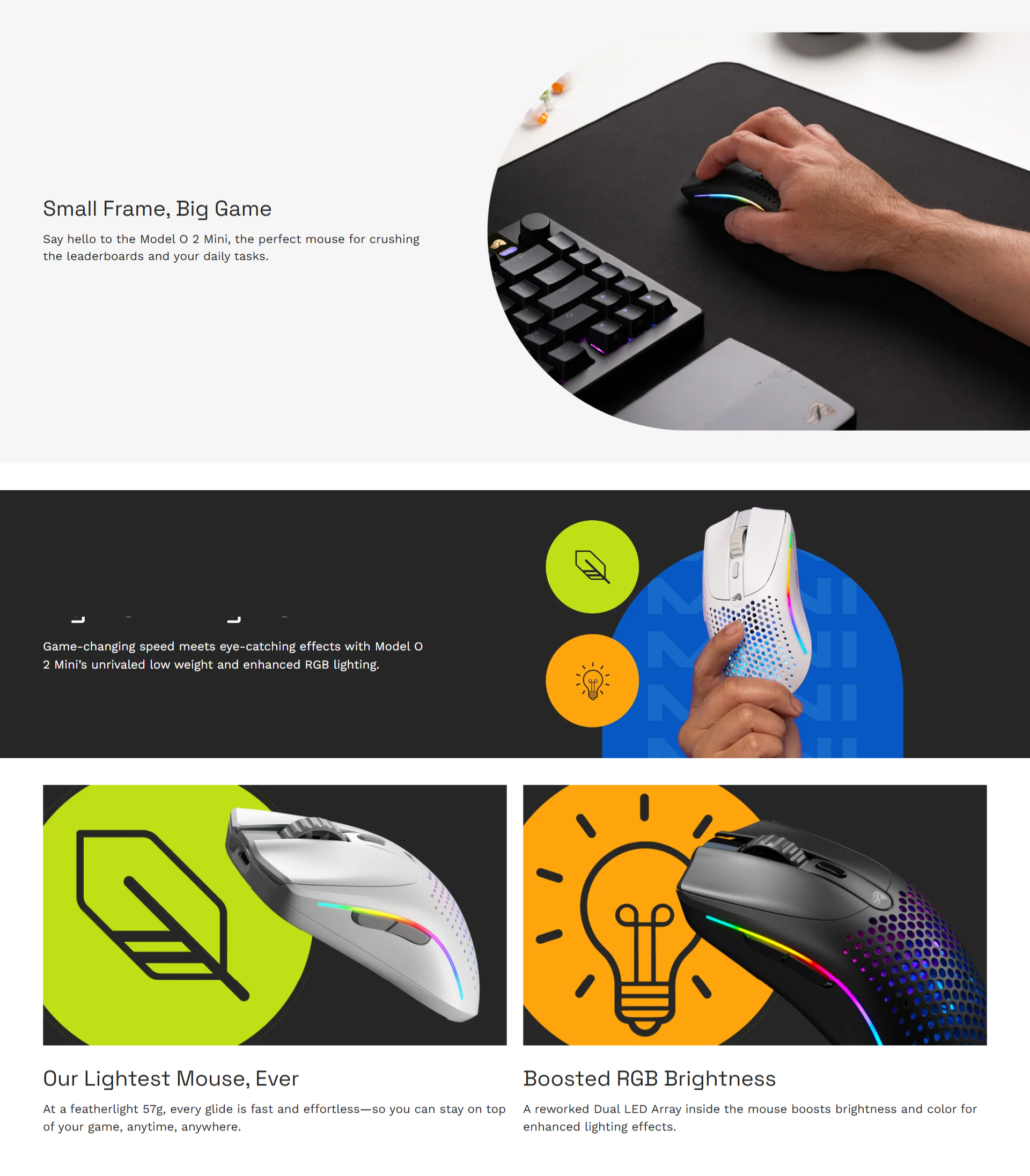 Glorious Model O 2 Mini Ultralight Ambidextrous RGB Wireless Gaming ...