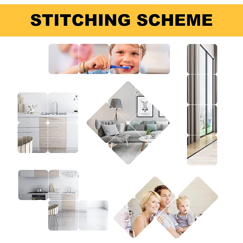 Sticker Mirror Wall full-length mirror Stitching mirror wall-mounted ...