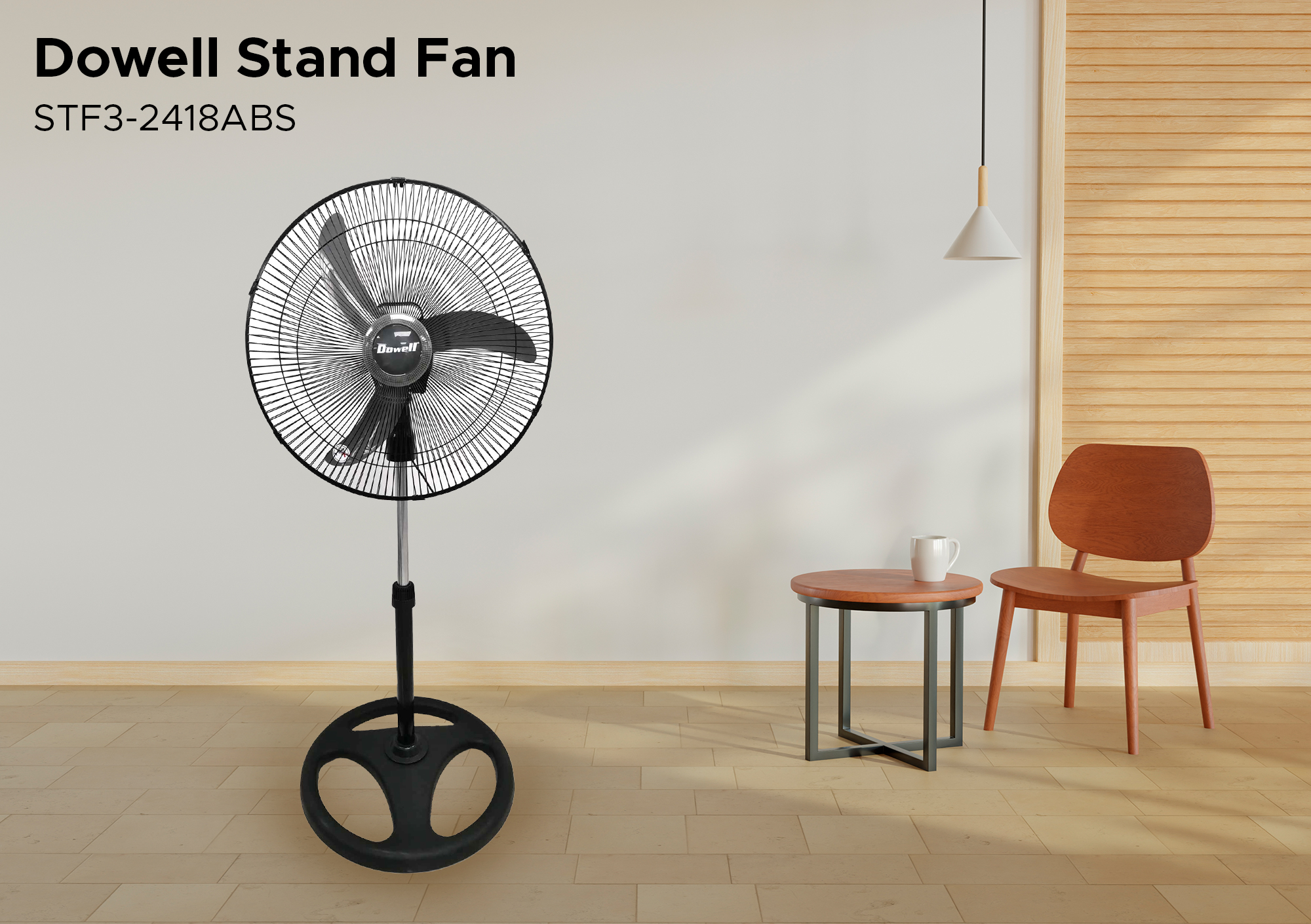 Dowell Stand Fan I 18 Inch Powerful Motor 3 Leaf Banana Blade Black ...