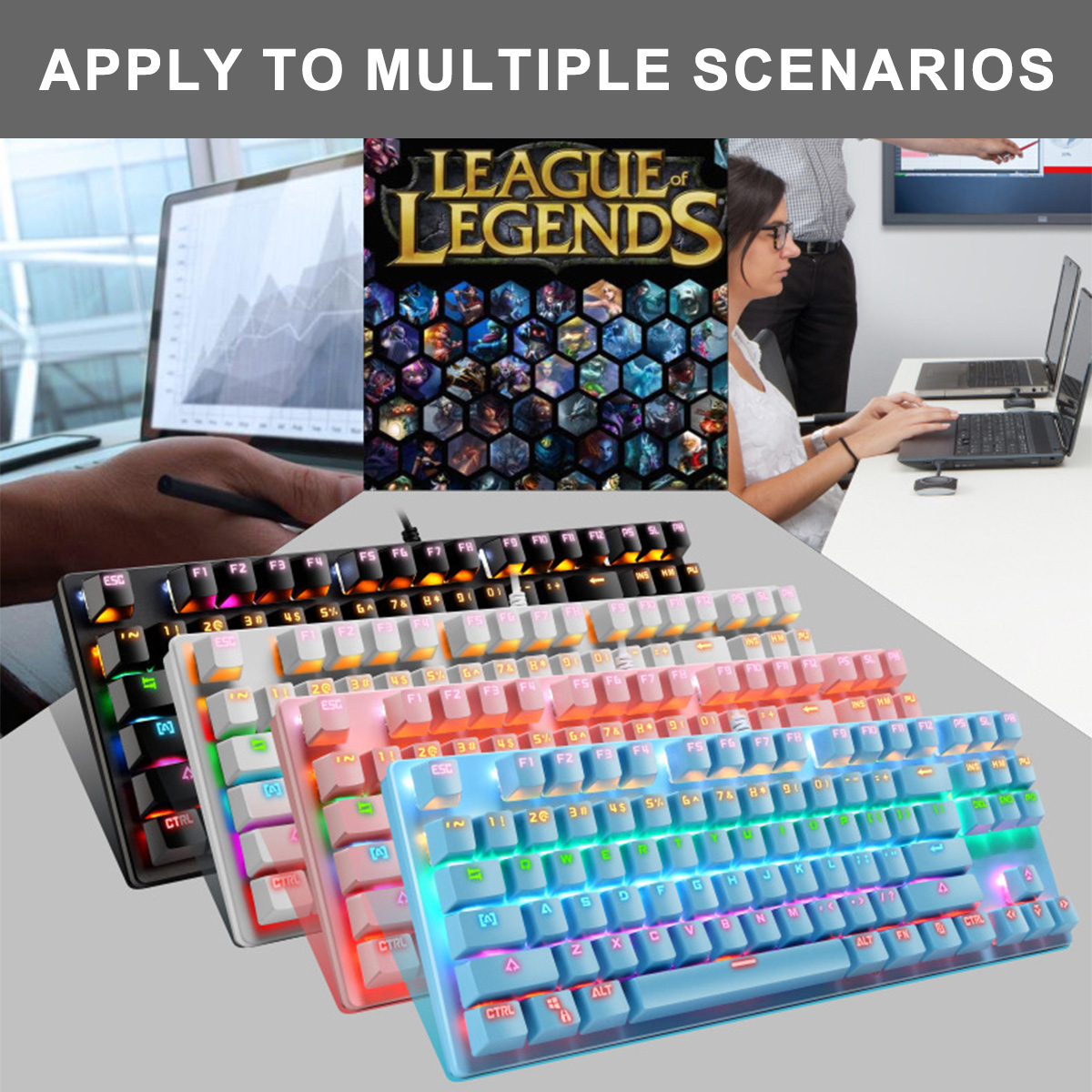 MKEPS GK80 Mechanical Keyboard 87Keys USB Wired Keyboards Gaming ...