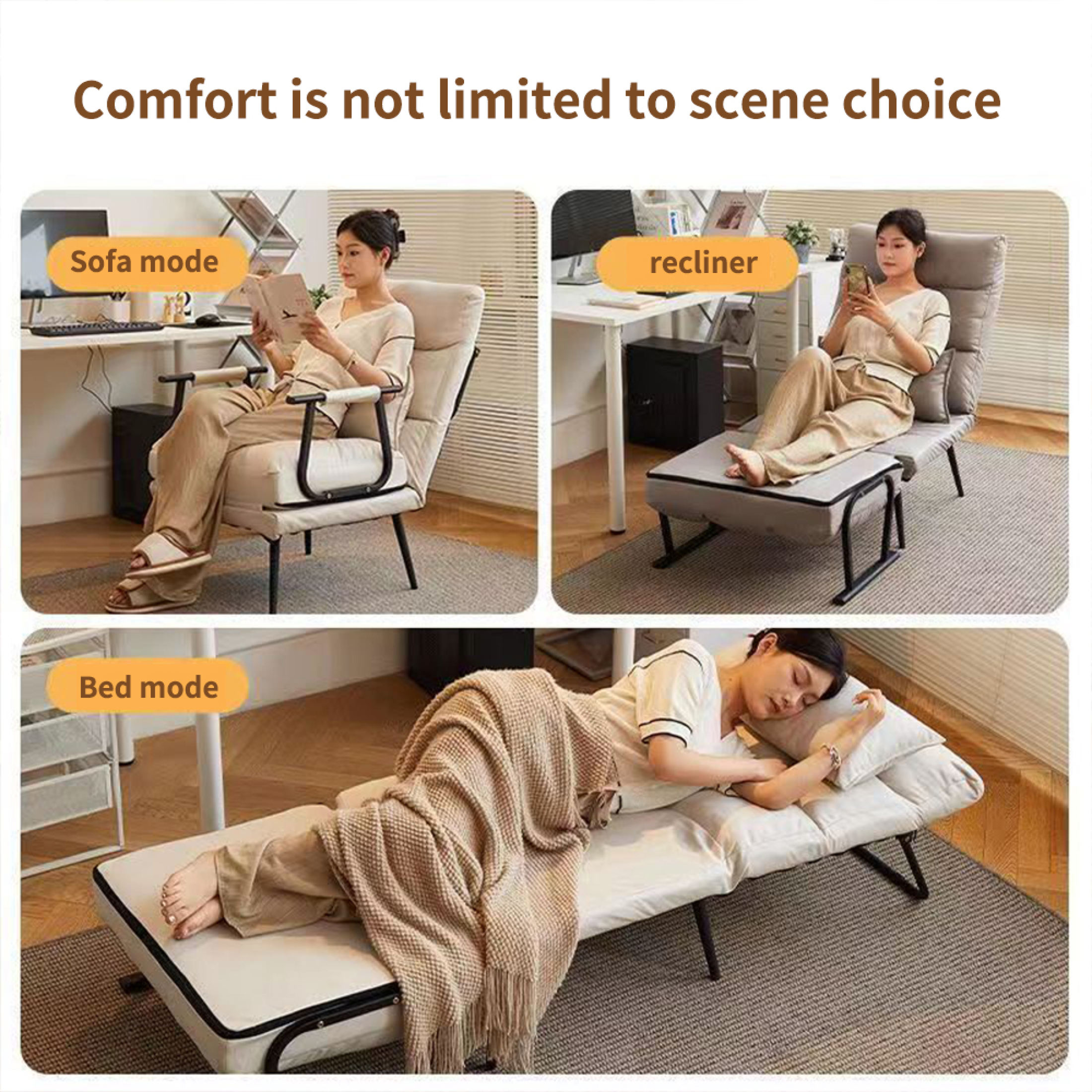 Recliner Sofa Bed 2-in-1Folding recliner office lunch break nap single ...