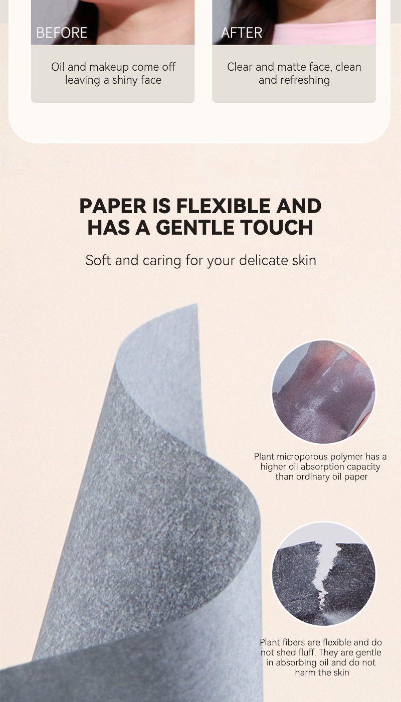 100 Sheets Portable Oil Absorbent Paper with Powder Puff Mirror And ...