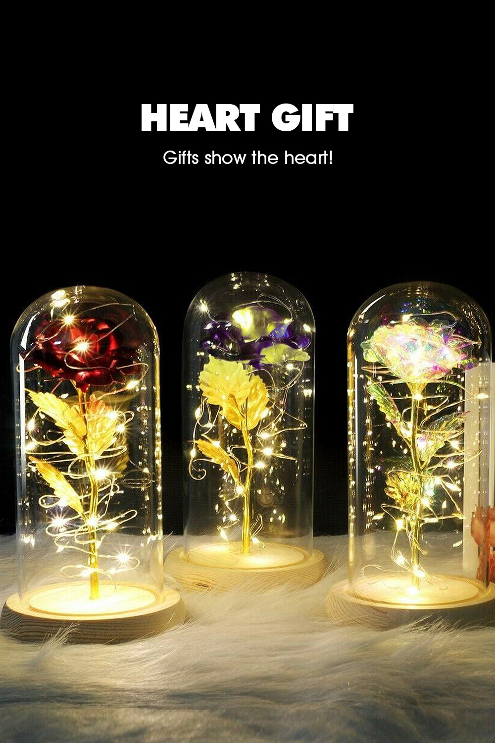 Led Light Eternal Rose Lamp Christmas Light Glass Dome Galaxy Rose ...