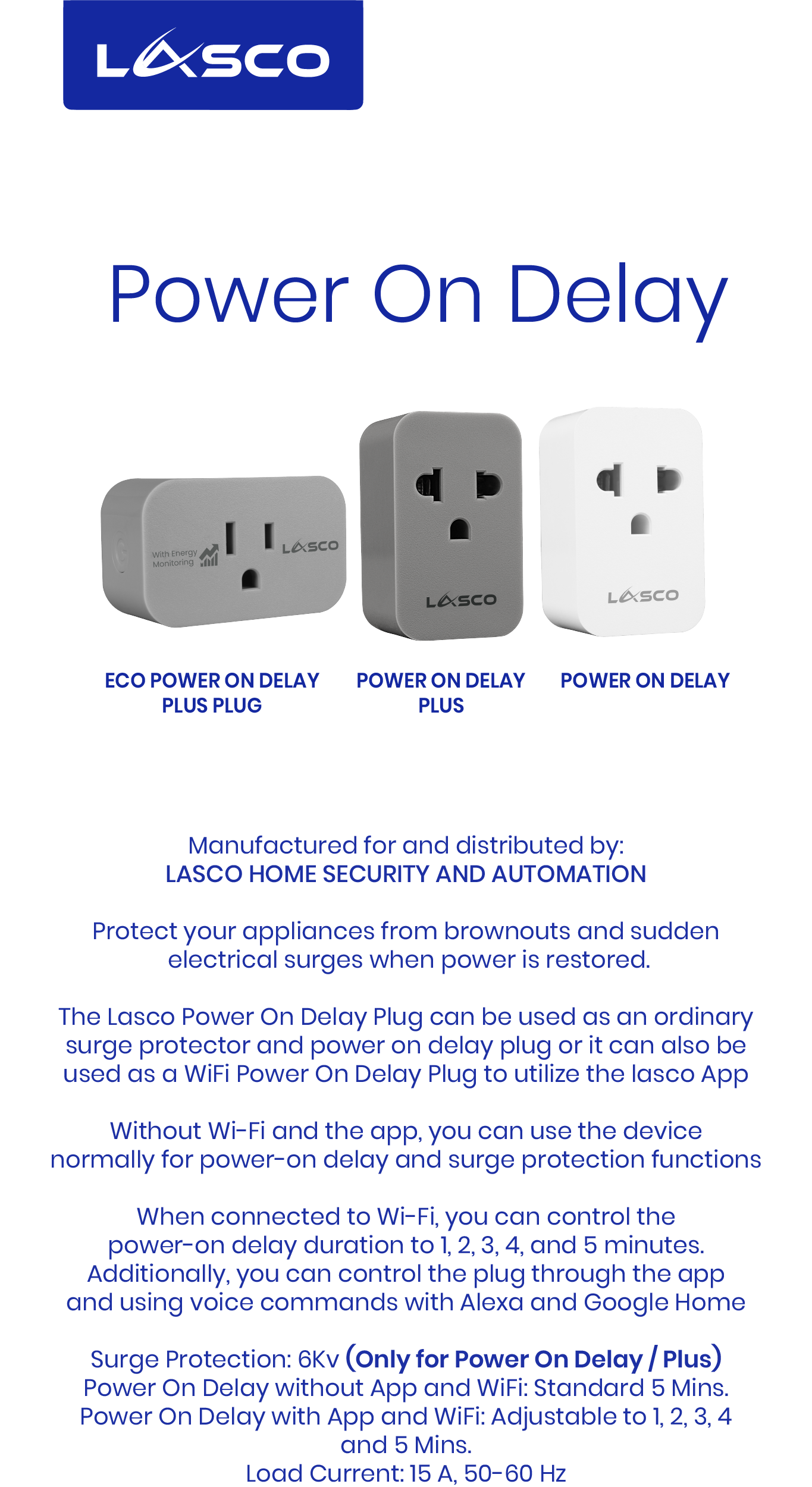 Lasco Power on Delay Plug Smart Socket Wireless Remote Control With or ...