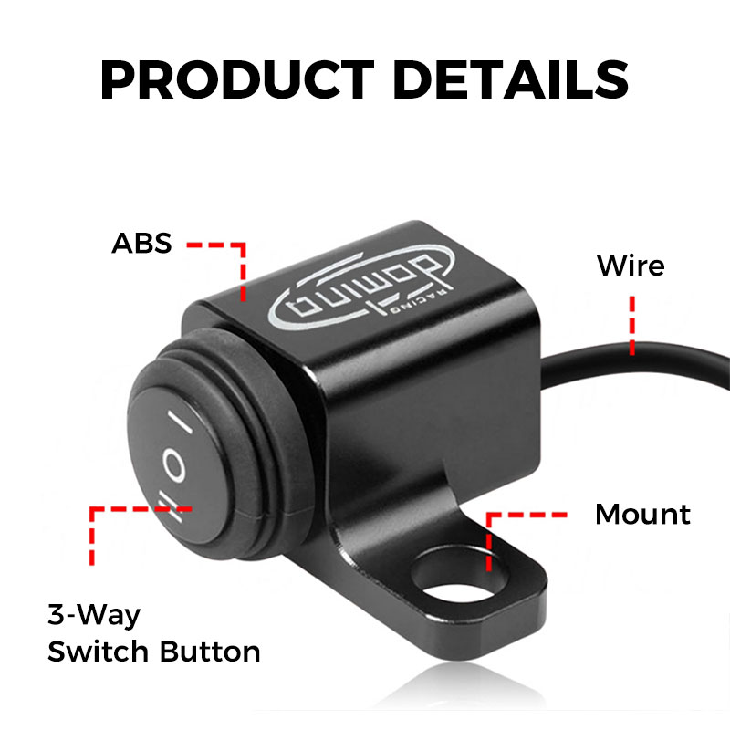 Domino 3-Way Switch Mini Driving Light Side Mirror Mount left Right Fog ...
