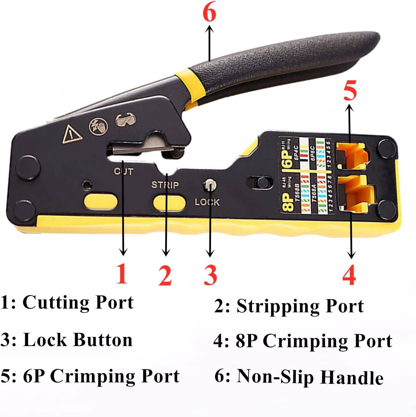 Pass Thru RJ45 Crimper Tool for Cat5 Cat5E Cat6 8P Cable Crimper ...