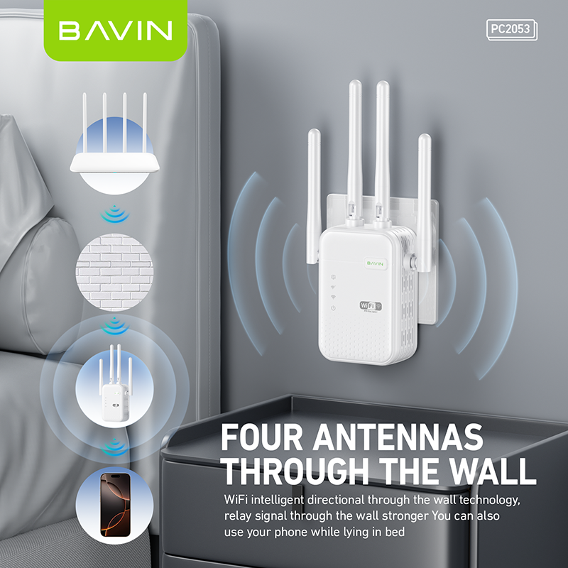 BAVIN PC2053 / PC2055 Wireless WiFi Repeater AP Signal Extender 2.4G ...