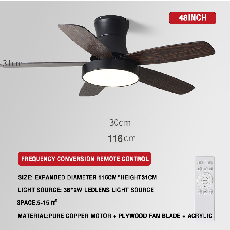 CHNT Ceiling Fan With Light Home Living Room Dining Room Dormitory Big ...