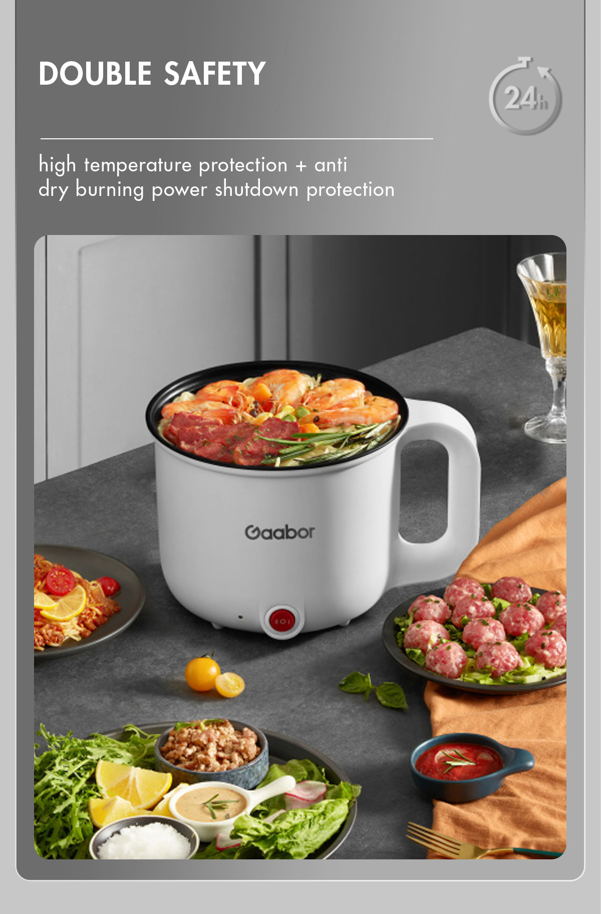 Gaabor 600W Non-stick Electric Pot, 2L Multi-purpose Rice Cooker with ...