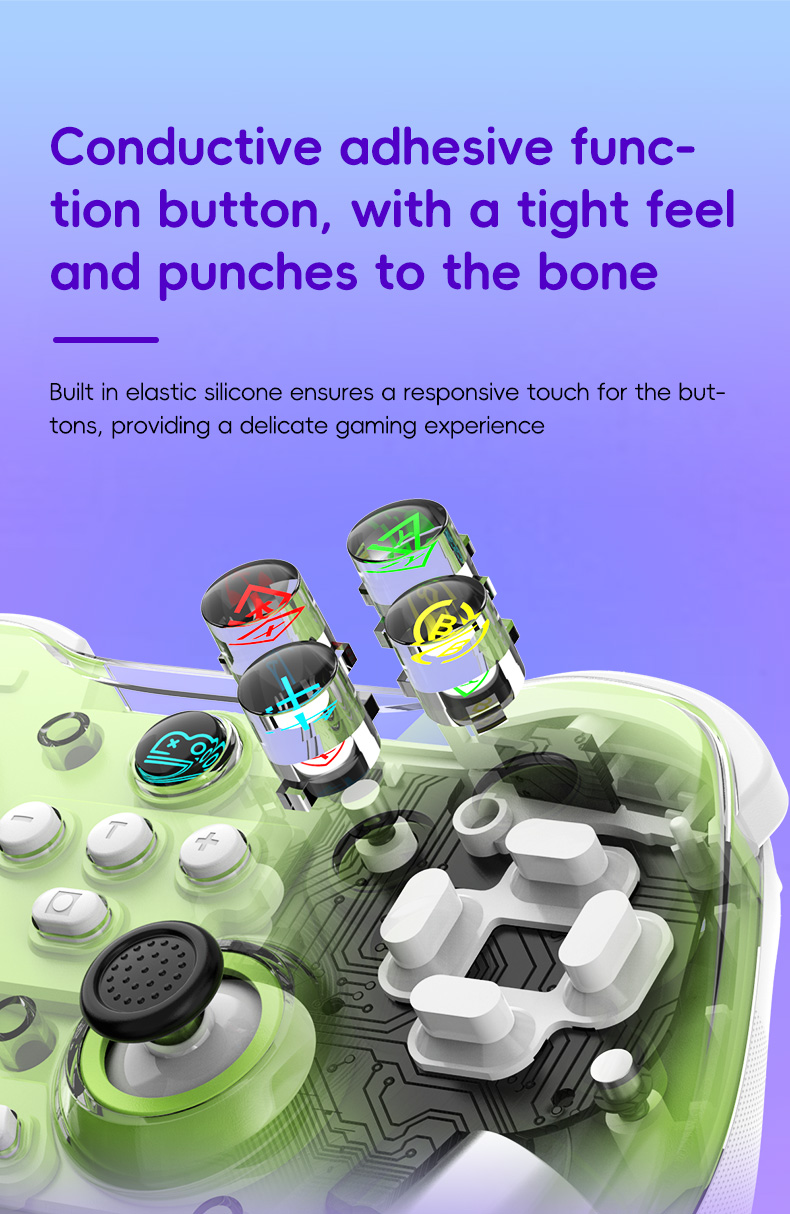 Z01X Transparent Wireless Game Controller with Hall rocker Turbo ...
