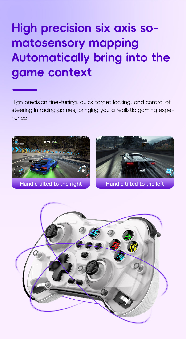 Z01X Transparent Wireless Game Controller with Hall rocker Turbo ...