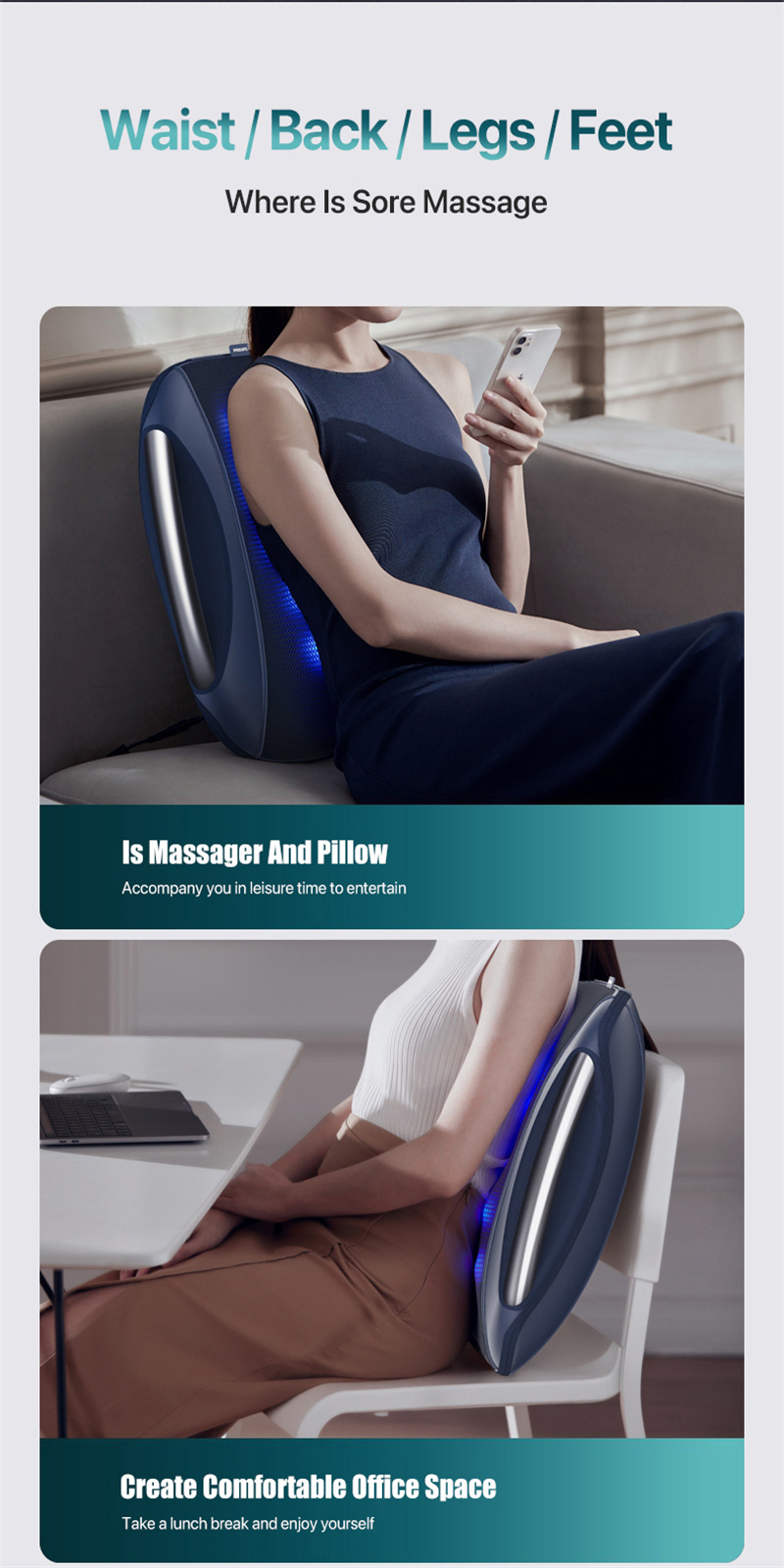Philips Back Massage Lumbar Leg Massager Hot Compress Multi-part ...