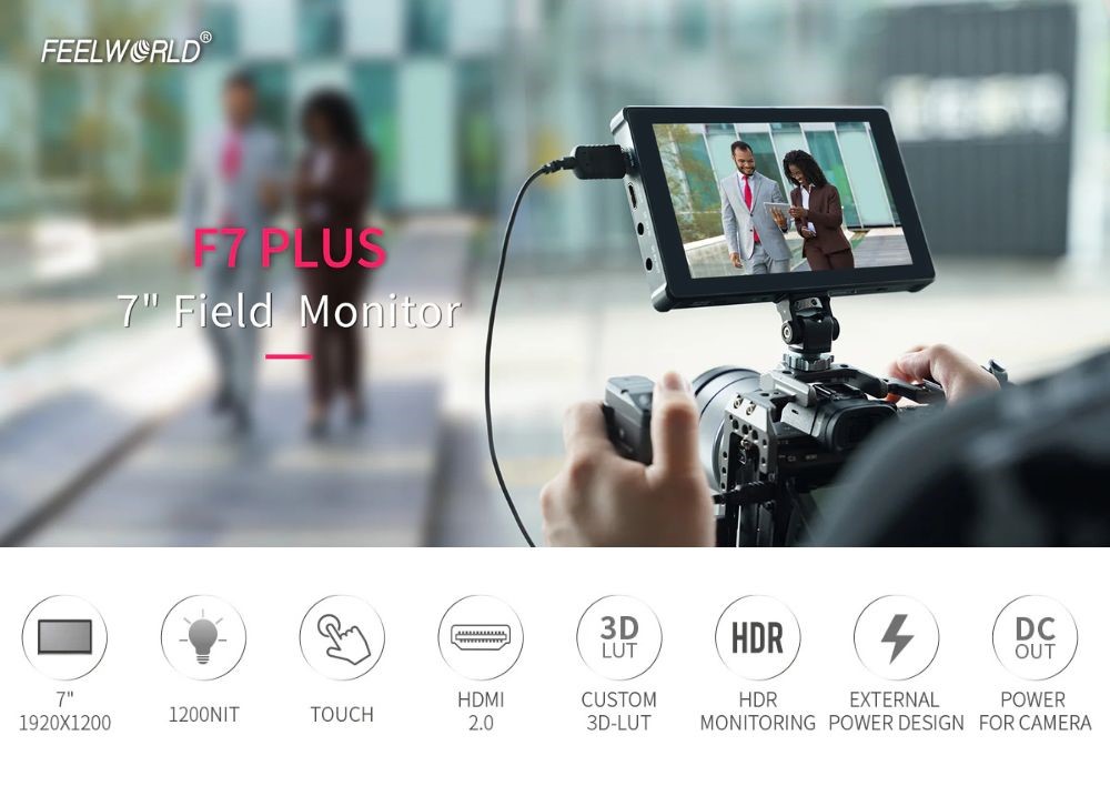 FEELWORLD SEETEC F7 Plus 7" IPS Touchscreen HDMI 2.0 HDR On-Camera Field Monitor 3D LUTs ...