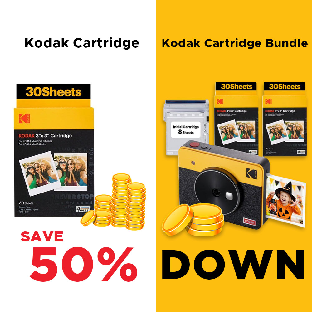 KODAK Mini Shot 3 RETRO C300R 2 in 1 Instant Camera & 3" x 3" Photo Bluetooth Printer Kit Bundle ...