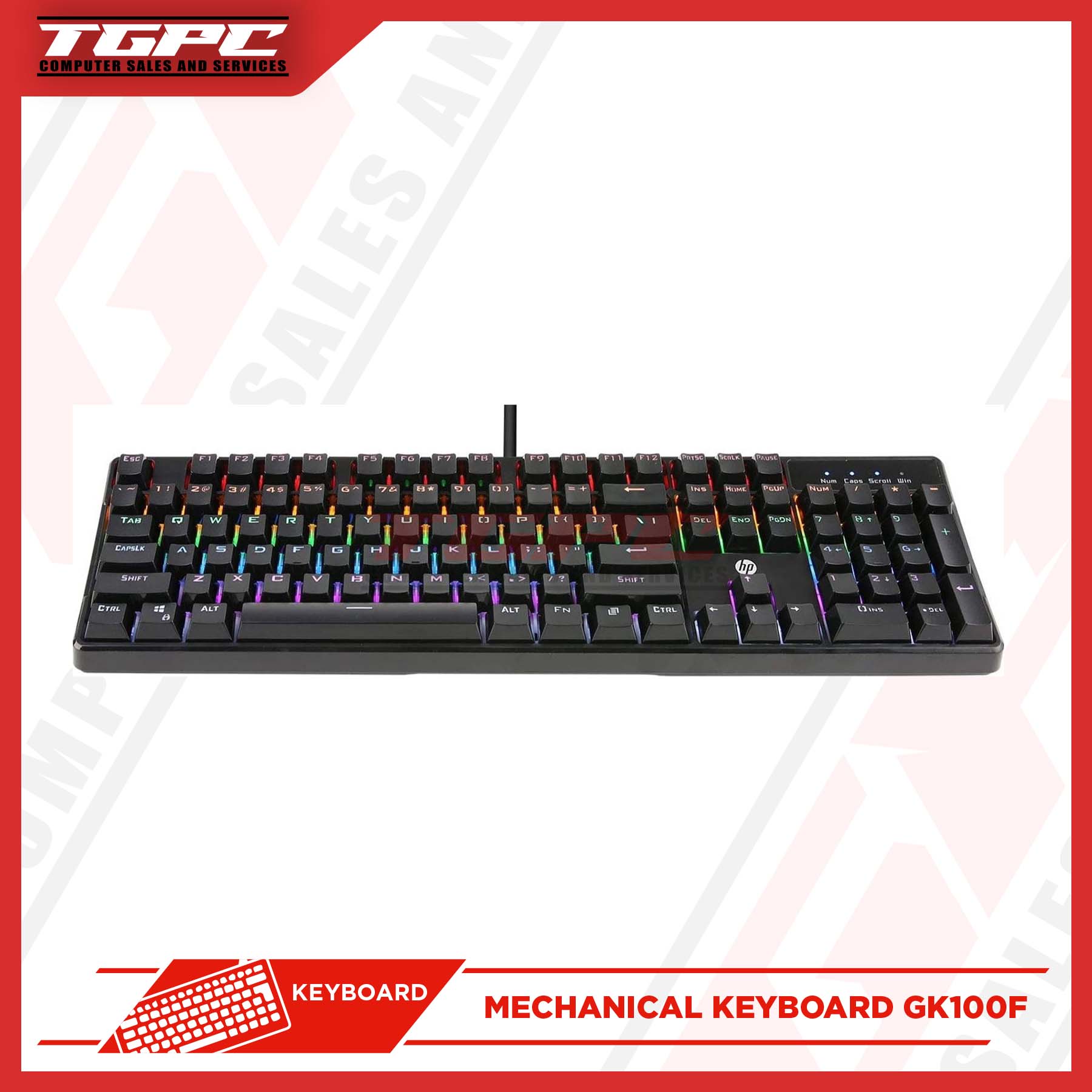 HP GK100F Wired Full Size RGM Backlit Mechanical Gaming Keyboard ...