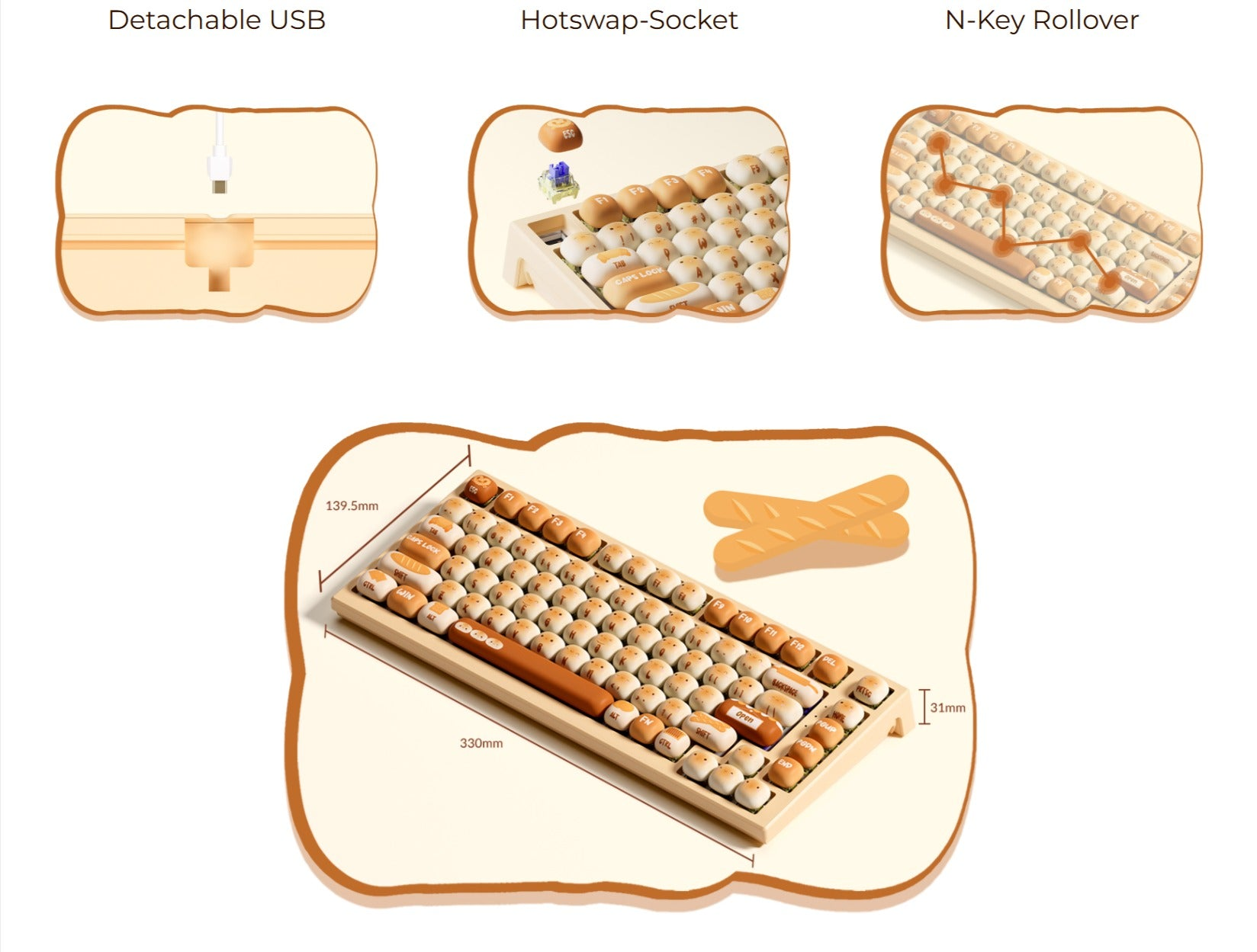 Akko x MonsGeek MG75W Bun Wonderland Dual-Mode Hot-Swappable Mechanical ...