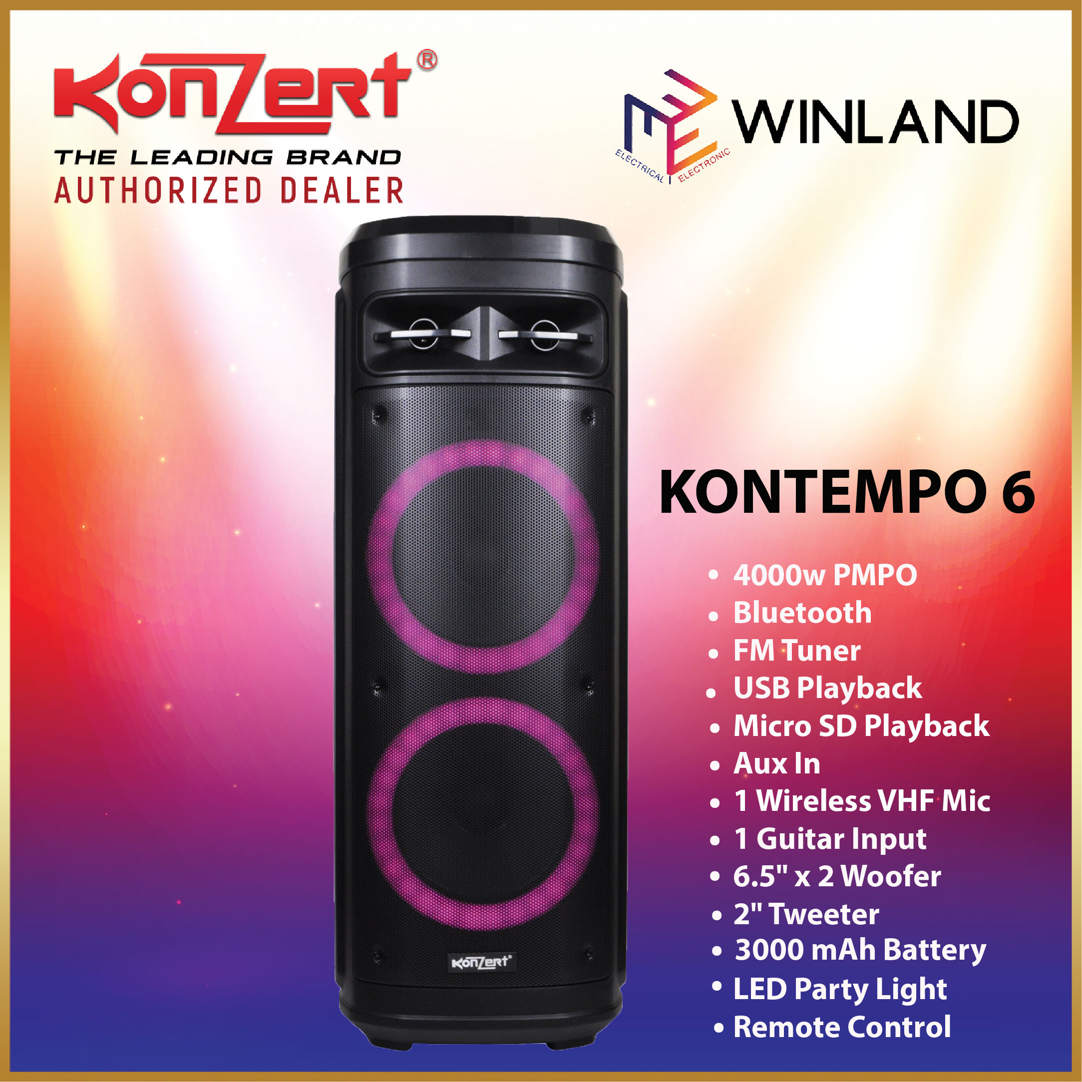 Konzert by Winland Kontempo 6 Karaoke Portable Party Speaker w ...