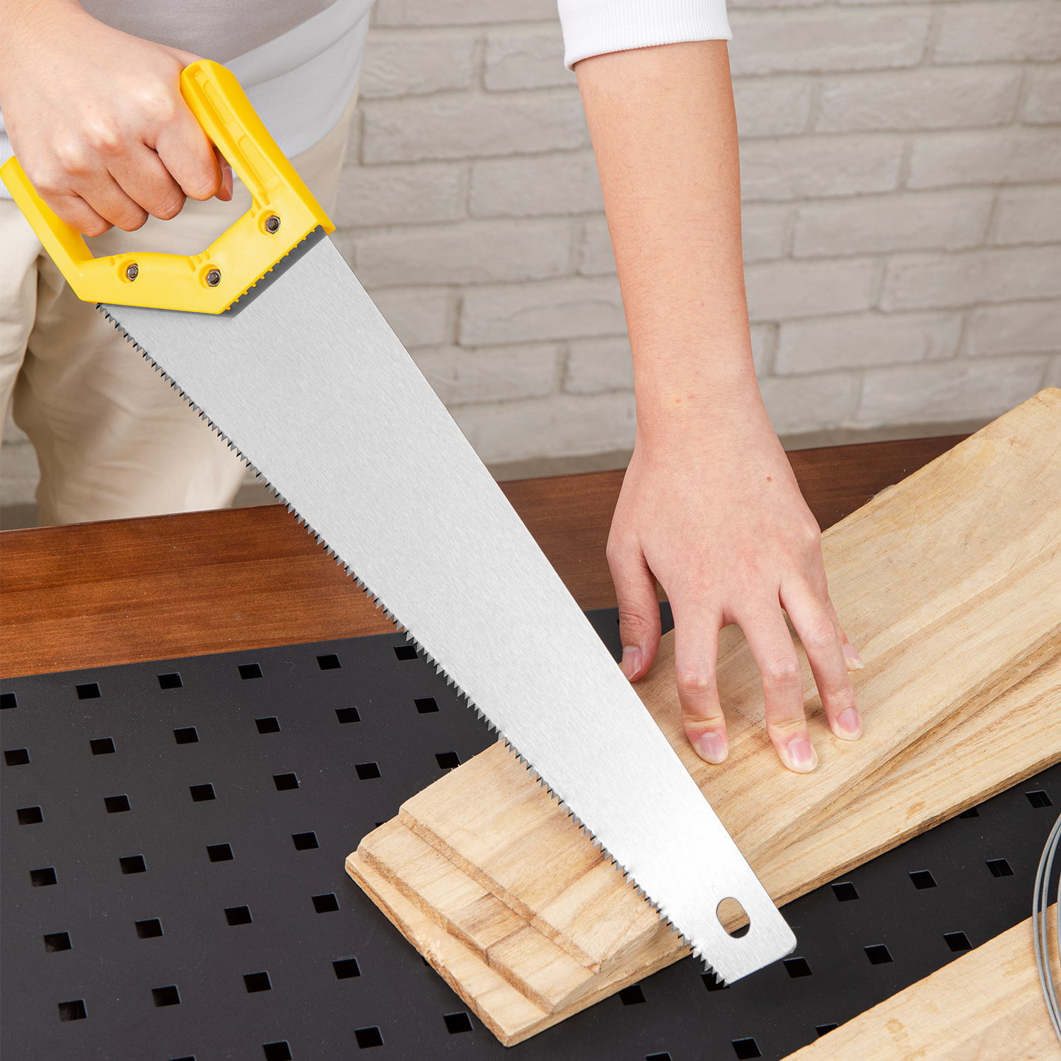 Deli Tools Hand Saw 450mm Heavy Duty Hacksaw 65Mn Plastic Handle ...