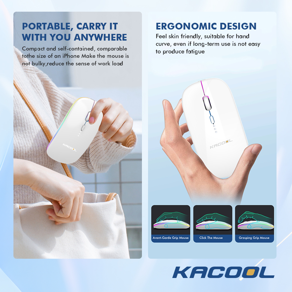 Kacool 2.4G Wireless Rechargeable Charging Mouse Ultra-Thin Silent ...