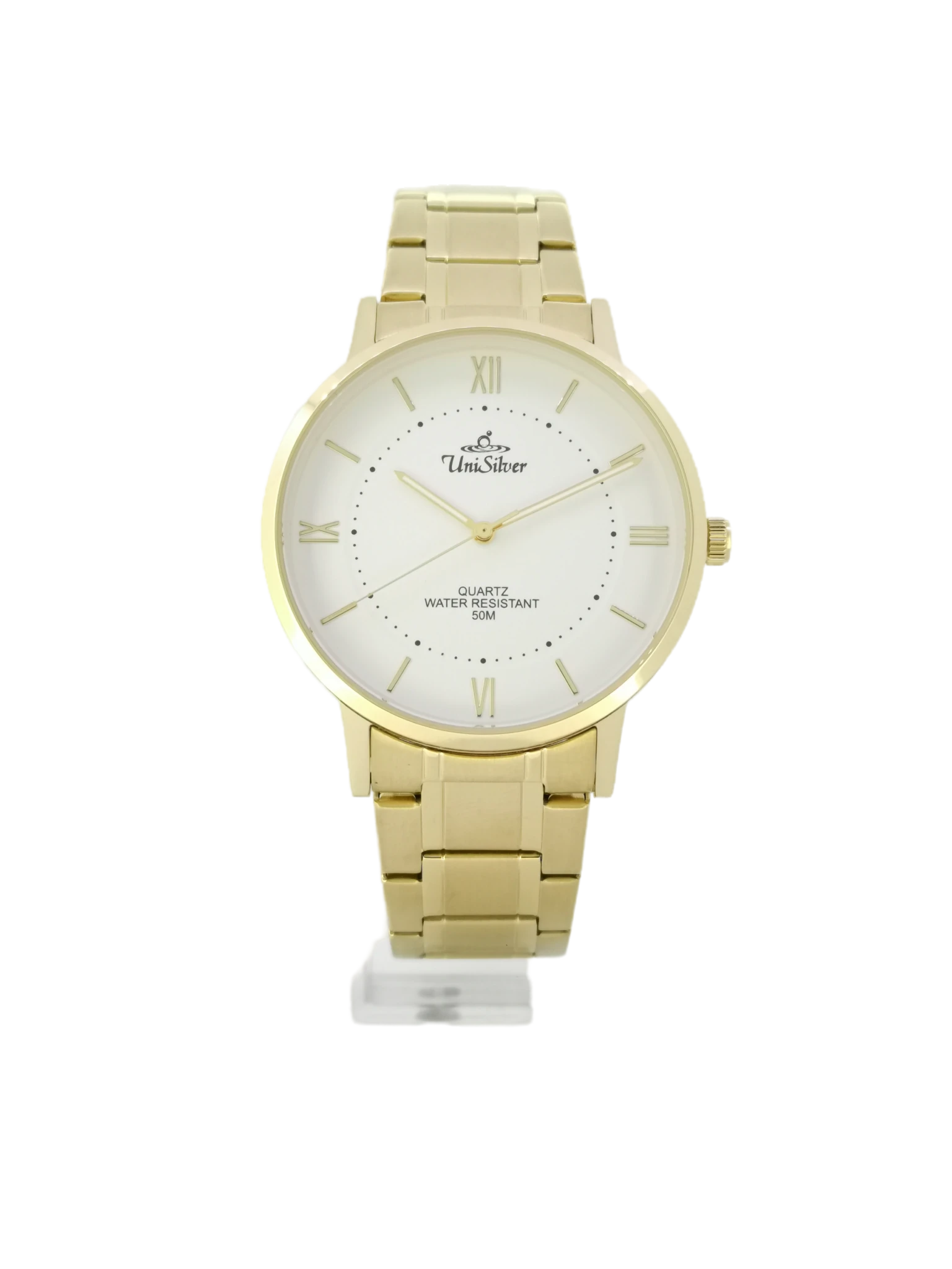 UniSilver TIME Men's Gold / White Analog Stainless steel watch KW3535 ...