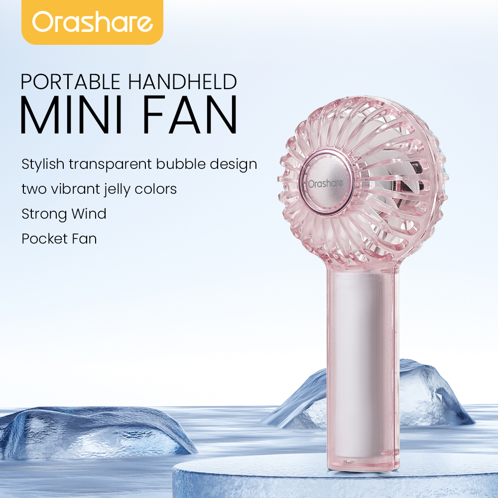 Orashare HF02T Mini Fan Ice Transparent Rechargeable Handheld Fan 3 ...