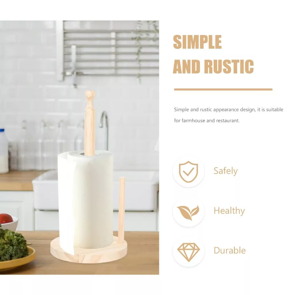 Wooden Smooth Single Pole Double Pole Paper Towel Holder Kitchen ...