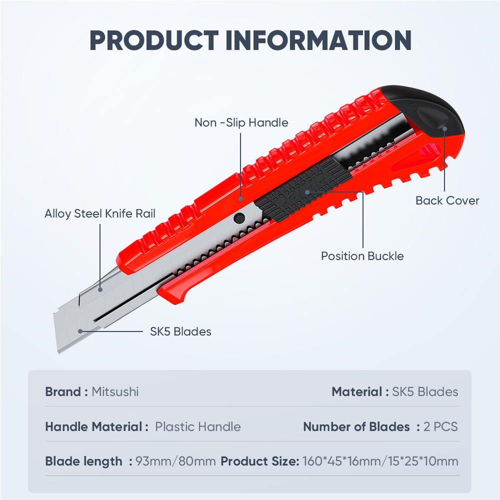 Mitsushi Utility Cutter Knives Set with Retractable Blade Selft-Locking ...