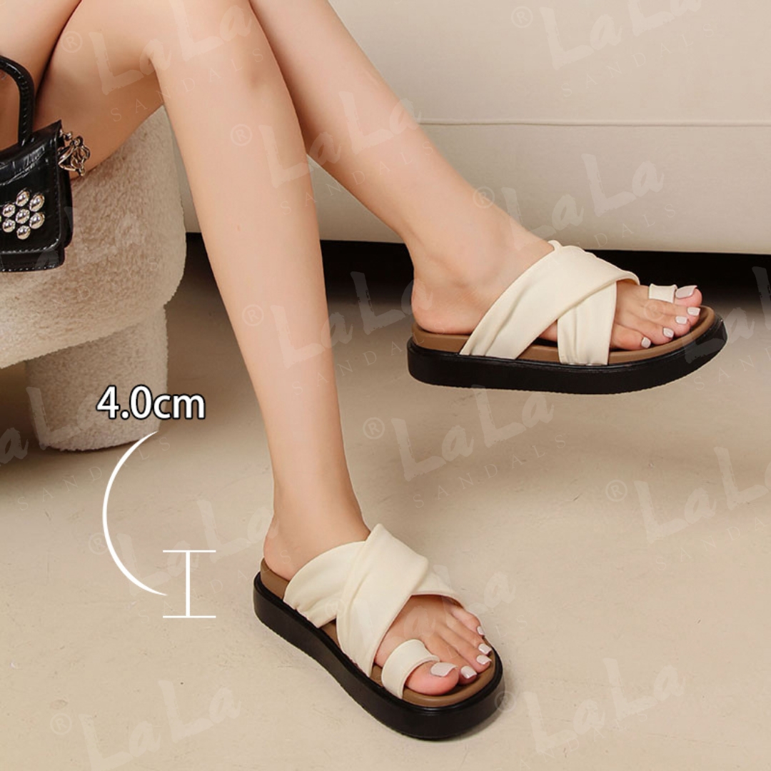 LALA Korean Style One Finger Sandals For Women Casual Cross-Strap Slip ...